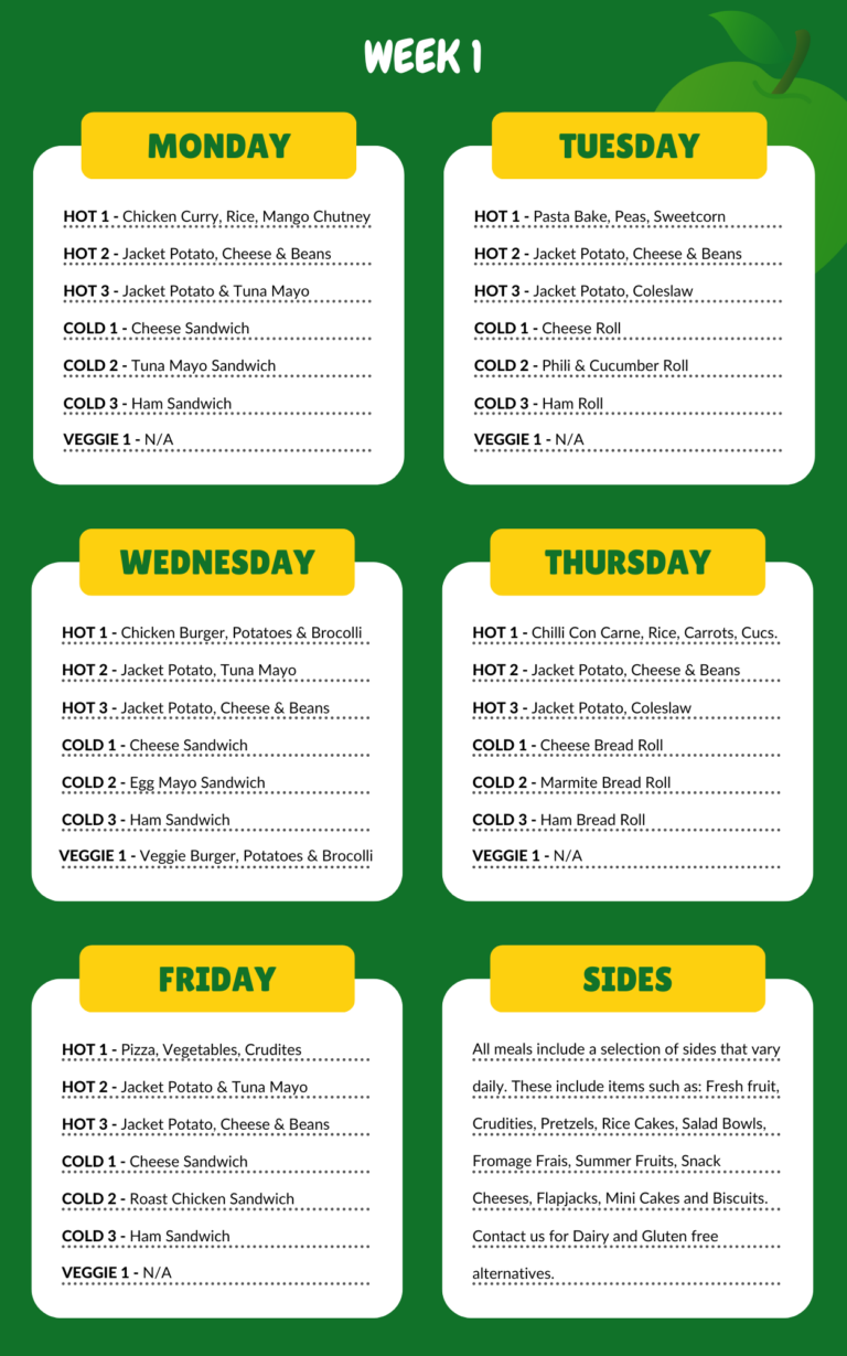 Sample Menu – Kids Lunch Co.